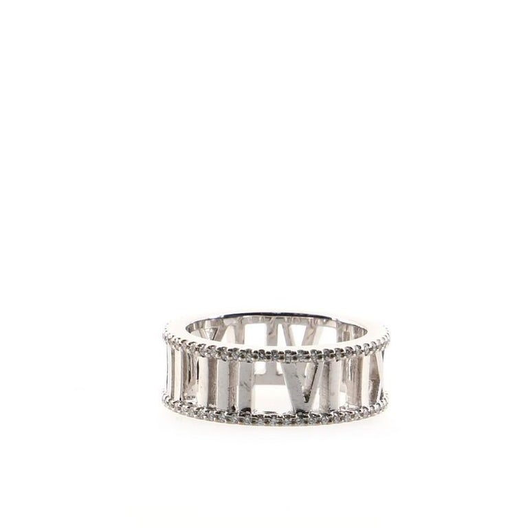 Tiffany and Co. Atlas Open Ring 18K White Gold and Diamonds at 1stDibs