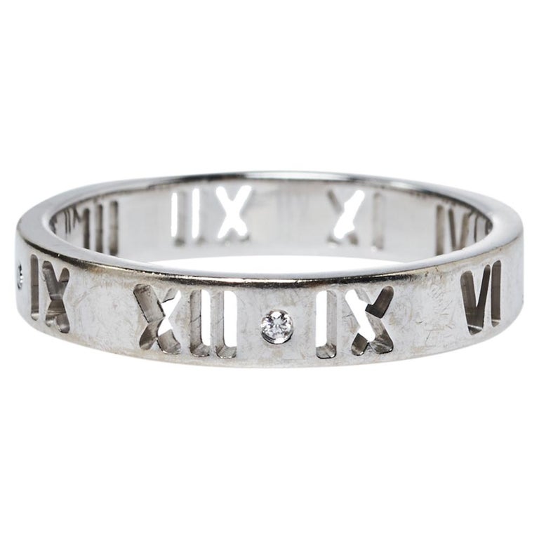 Tiffany and Co. Atlas Roman Numeral Motif Diamond 18K White Gold ...