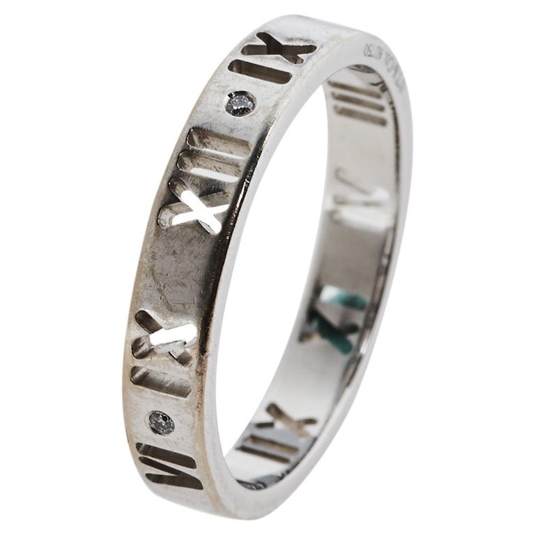 Tiffany and Co. Atlas Roman Numeral Motif Diamond 18K White Gold ...