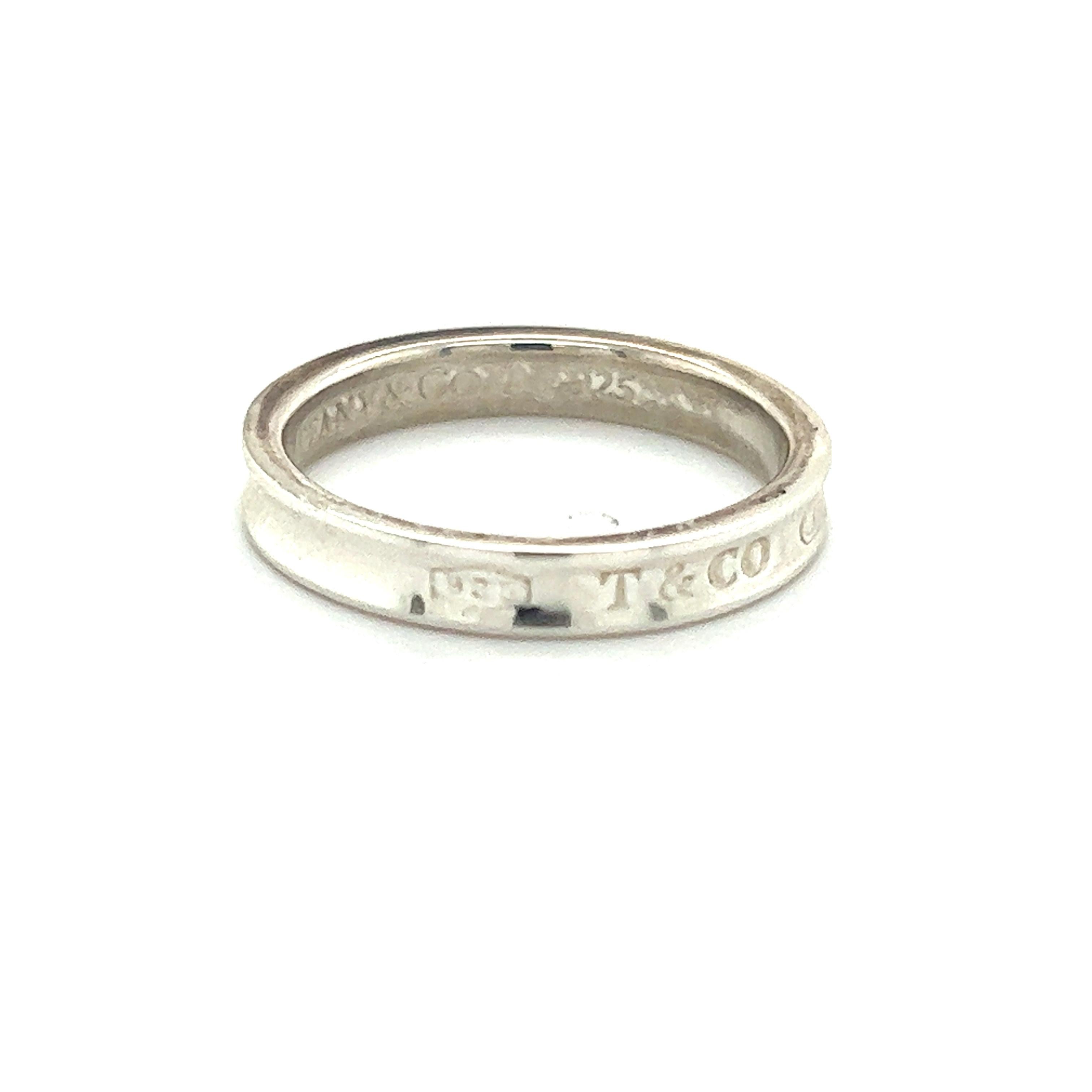 Tiffany and Co Authentic Estate 1837 Concave Ring Silver For Sale at 1stDibs