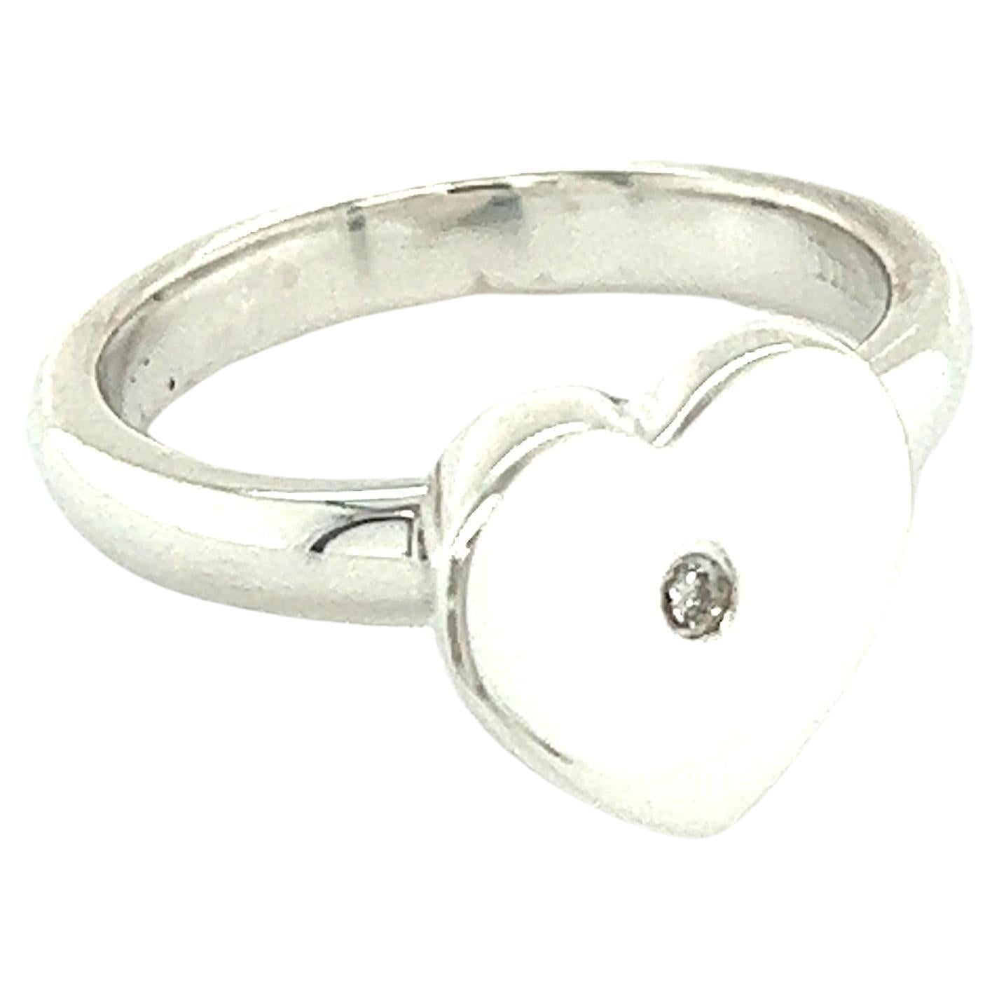 Tiffany and Co. Authentic Estate Heart Ring Silver For Sale at 1stDibs