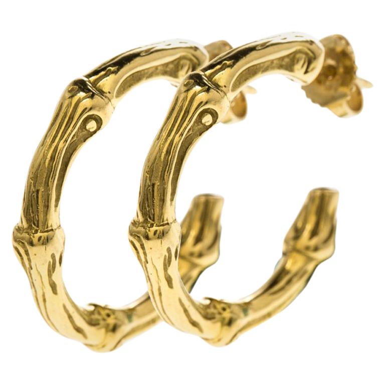 Tiffany and Co. Bamboo Textured 18K Yellow Gold Hoop Earrings For Sale ...