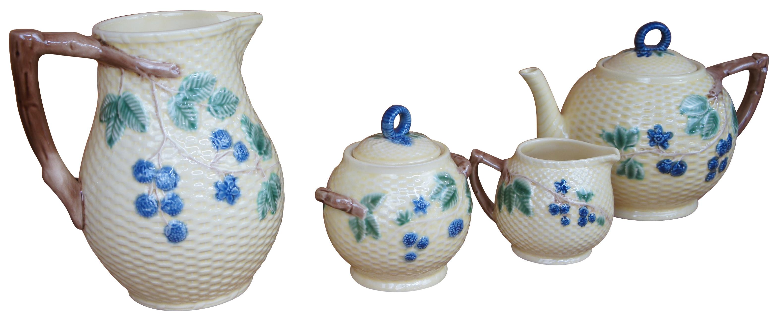 Tiffany and Co Blackberries Basketweave Tea Coffee Pitcher Cream Sugar ...
