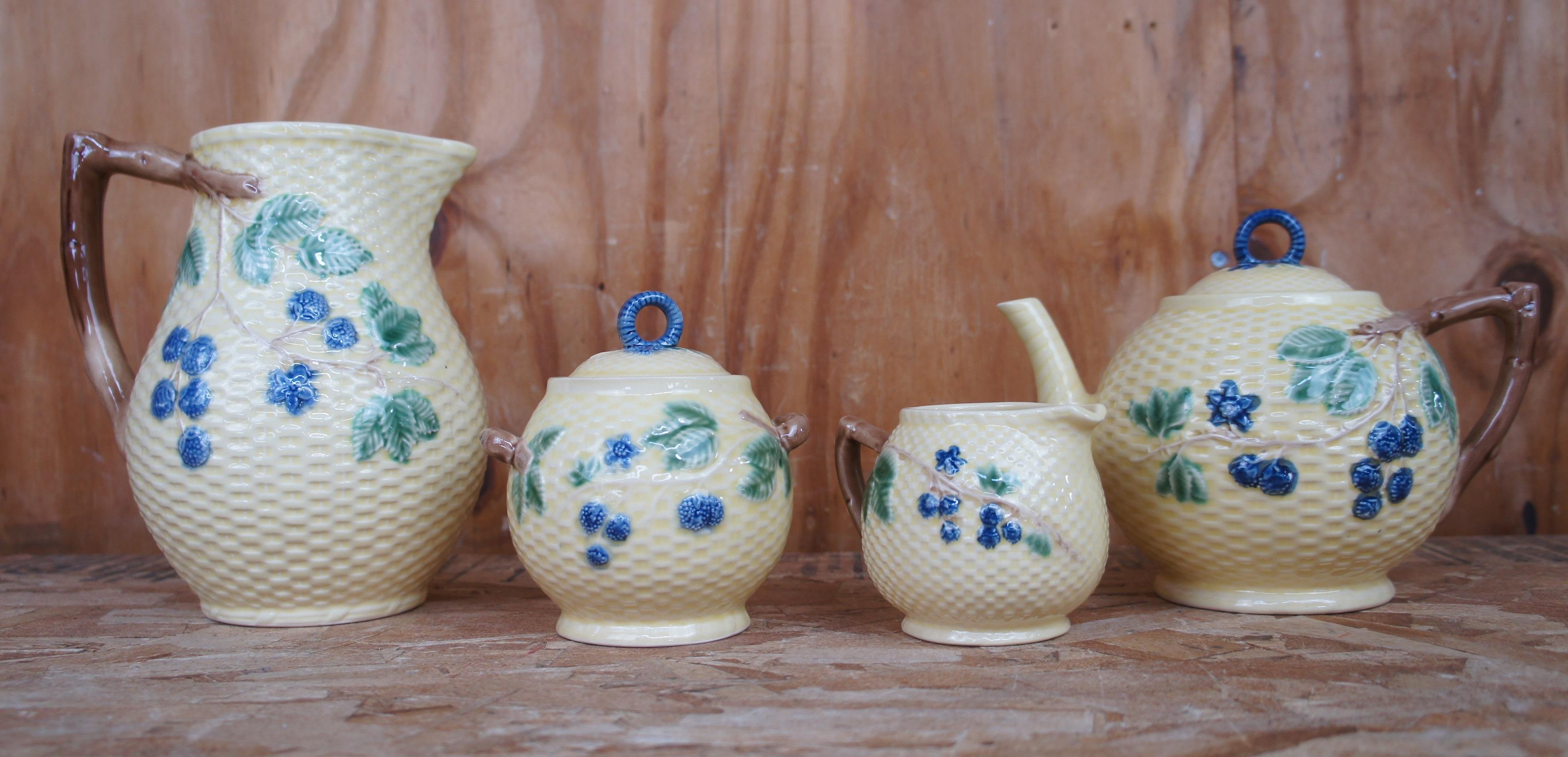 Tiffany and Co Blackberries Basketweave Tea Coffee Pitcher Cream Sugar ...
