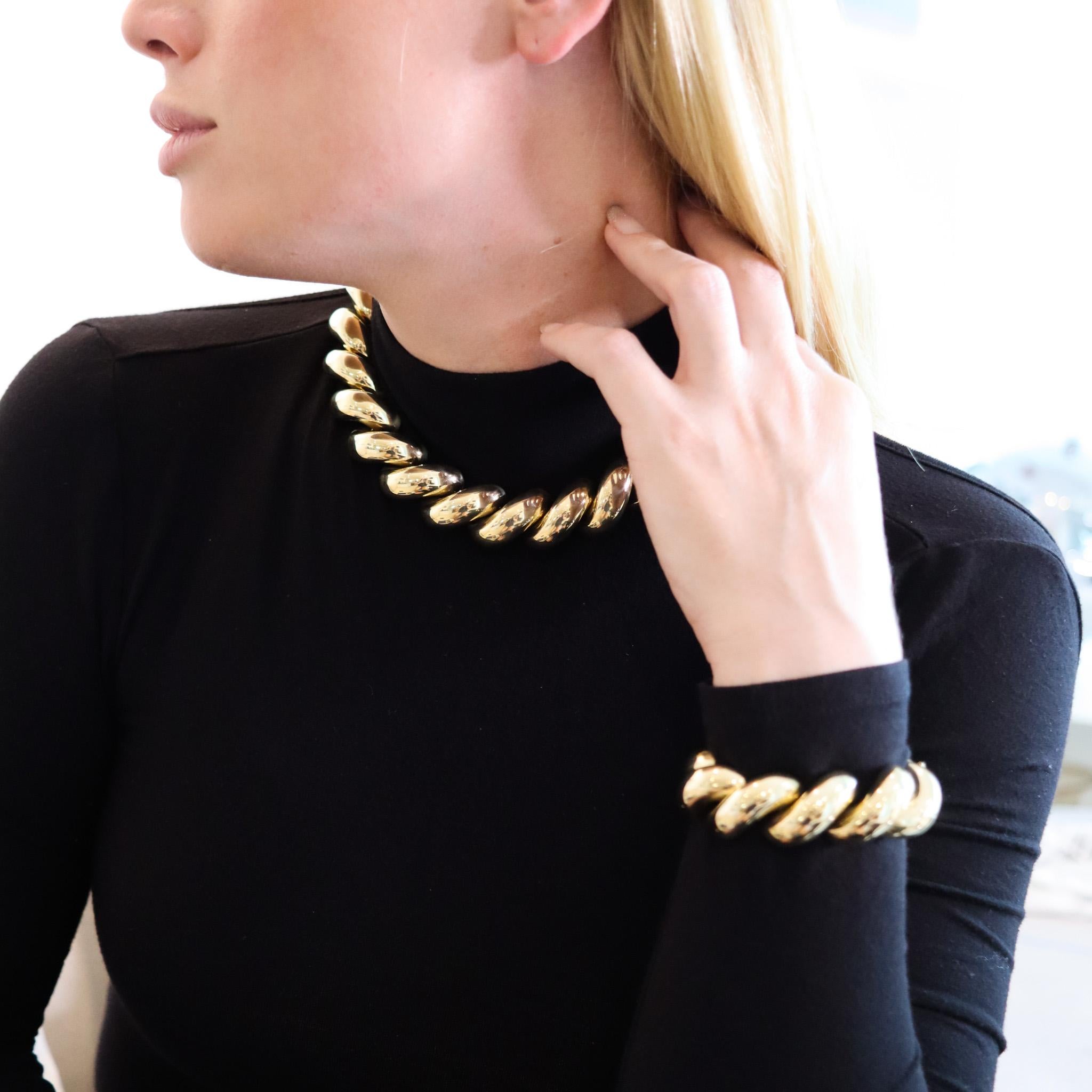 Tiffany and Co. Bold Bracelet with San Marcos Links Brushed 14 Karat ...