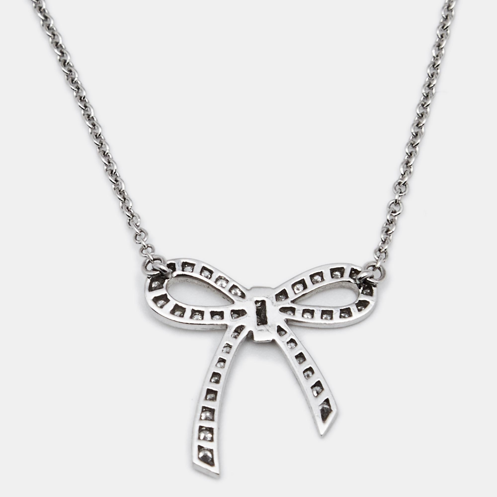 Tiffany and Co. Bow Diamond Platinum Pendant Necklace at 1stDibs | tiffany bow necklace, tiffany ...