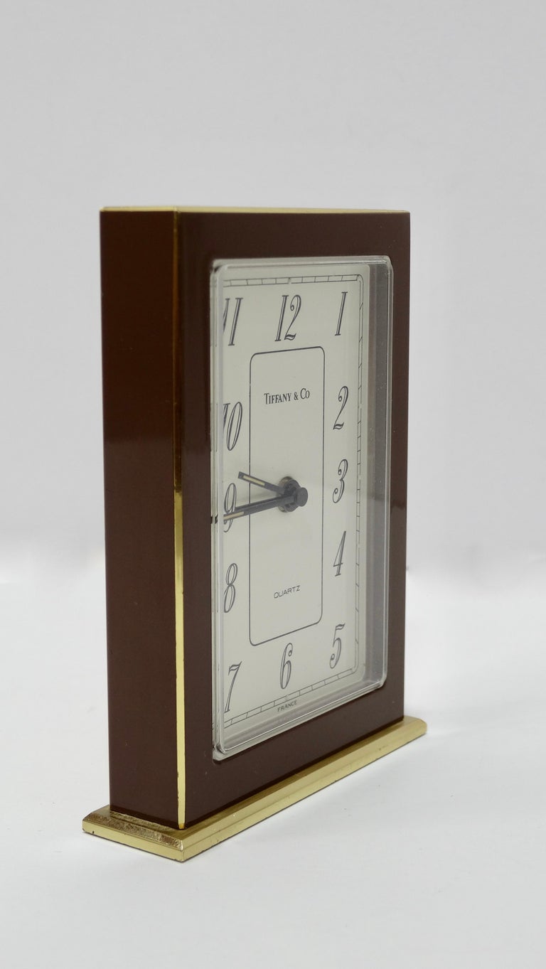Tiffany and Co. Brass Desk Clock For Sale at 1stDibs