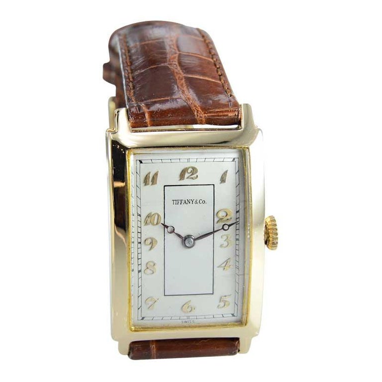 Tiffany and Co. by International 18 Karat Gold Art Deco Tank Watch ...