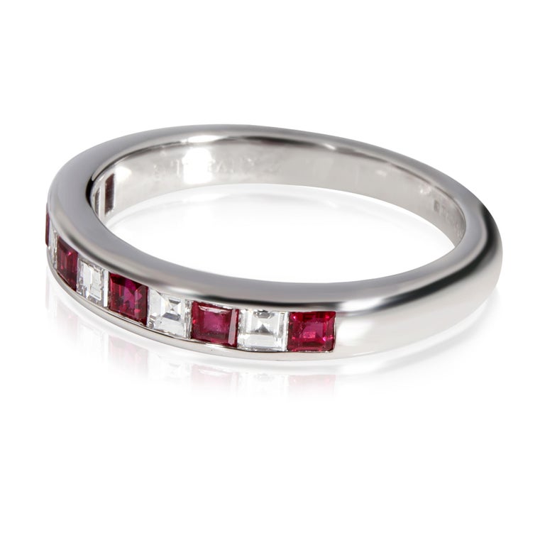 Tiffany and Co. Channel Set Ruby Diamond Band in Platinum 0.25 Carat at ...