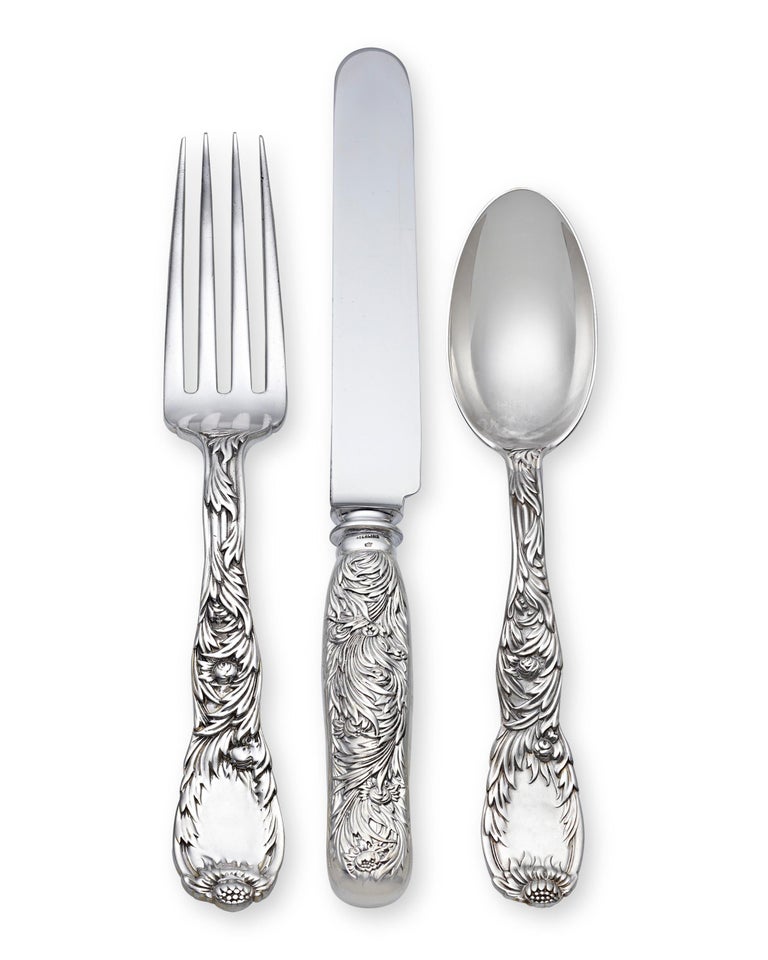 Tiffany and Co. Chrysanthemum Flatware Set, Service for 12 at 1stDibs