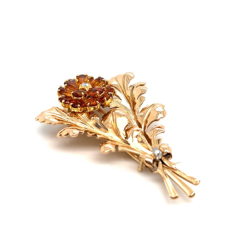 Tiffany and Co. Citrine Flower Leaves Brooch For Sale at 1stDibs
