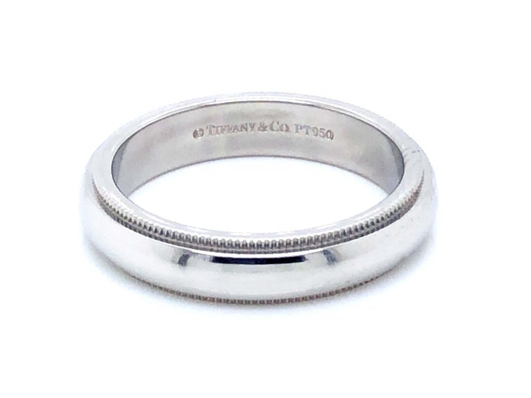 Tiffany and Co. Classic Milgrain Wedding Band Ring in Platinum For Sale ...