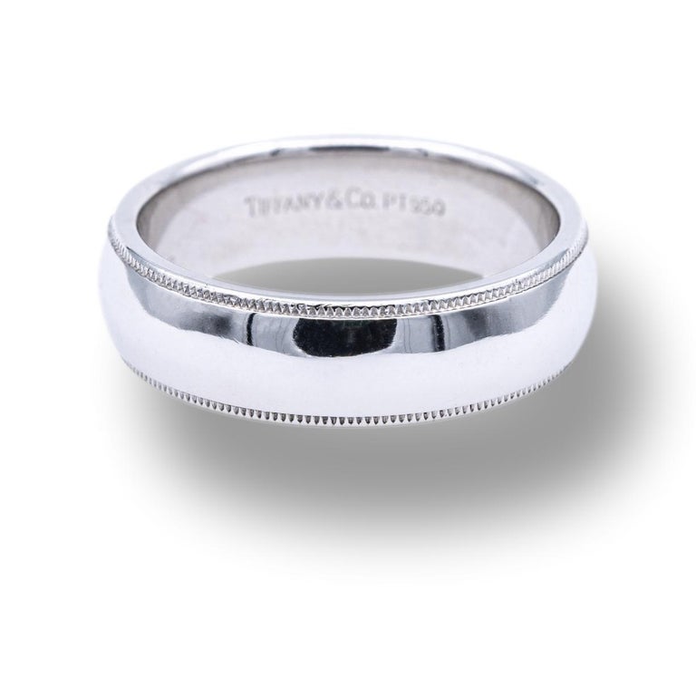 Tiffany and Co. Classic Platinum Millgrain Edge Wedding Band Ring For ...