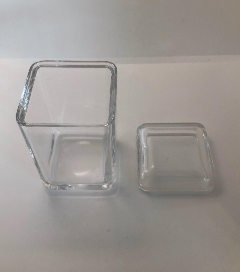 Tiffany and Co. Clear Elongated Geometric Rectangular Glass Container ...