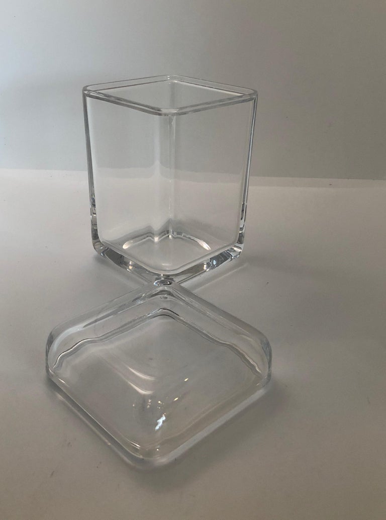 Tiffany and Co. Clear Elongated Geometric Rectangular Glass Container ...