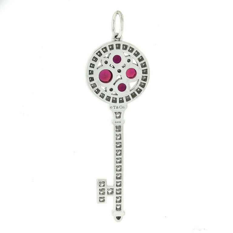 Tiffany and Co. Cobblestone Platinum .53ct Ruby Diamond Lock Key Charm ...