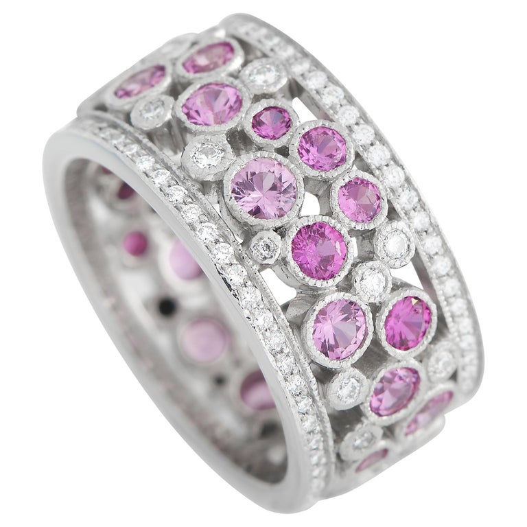 Tiffany and Co. Cobblestone Platinum Diamond, Ruby and Pink Sapphire ...