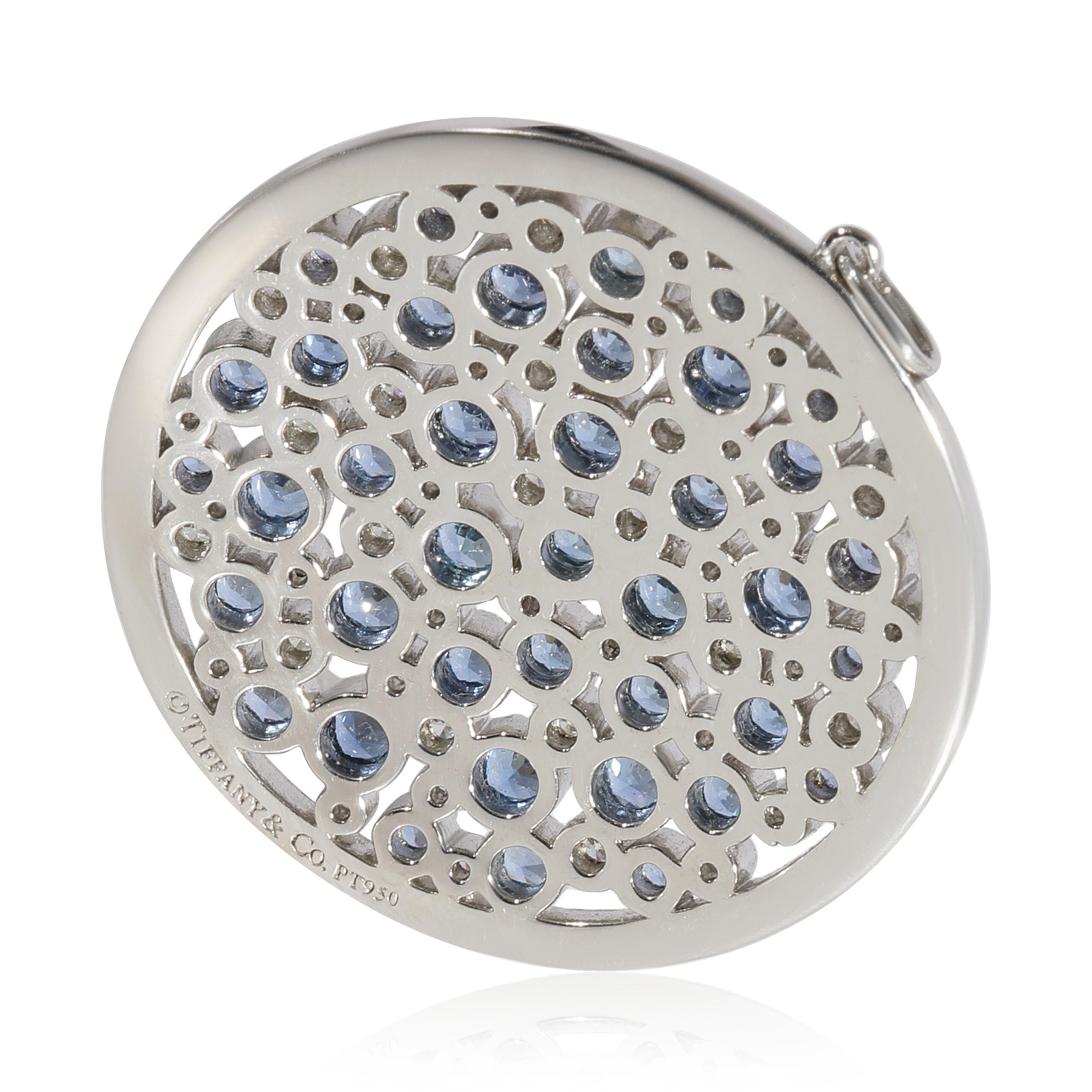 Tiffany and Co. Cobblestone Sapphire Diamond Pendant in Platinum 0.91 ...