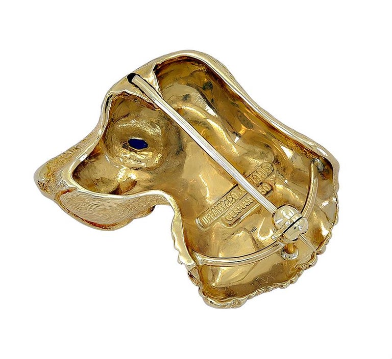 Tiffany and Co. Cocker Spaniel Gold Pin For Sale at 1stDibs