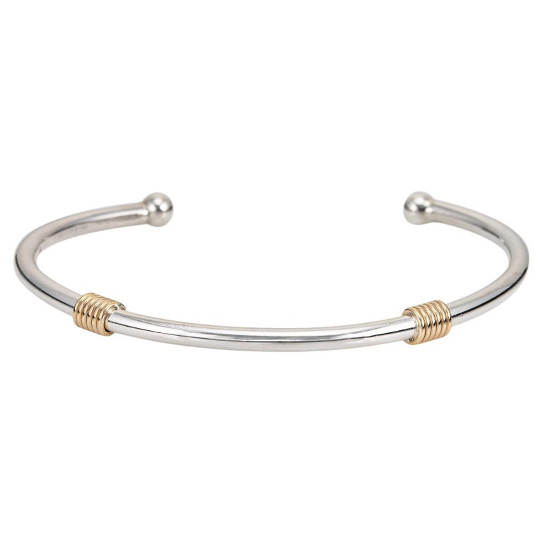 Tiffany and Co Cuff Bracelet Coil Vintage Sterling Silver 14k Yellow ...