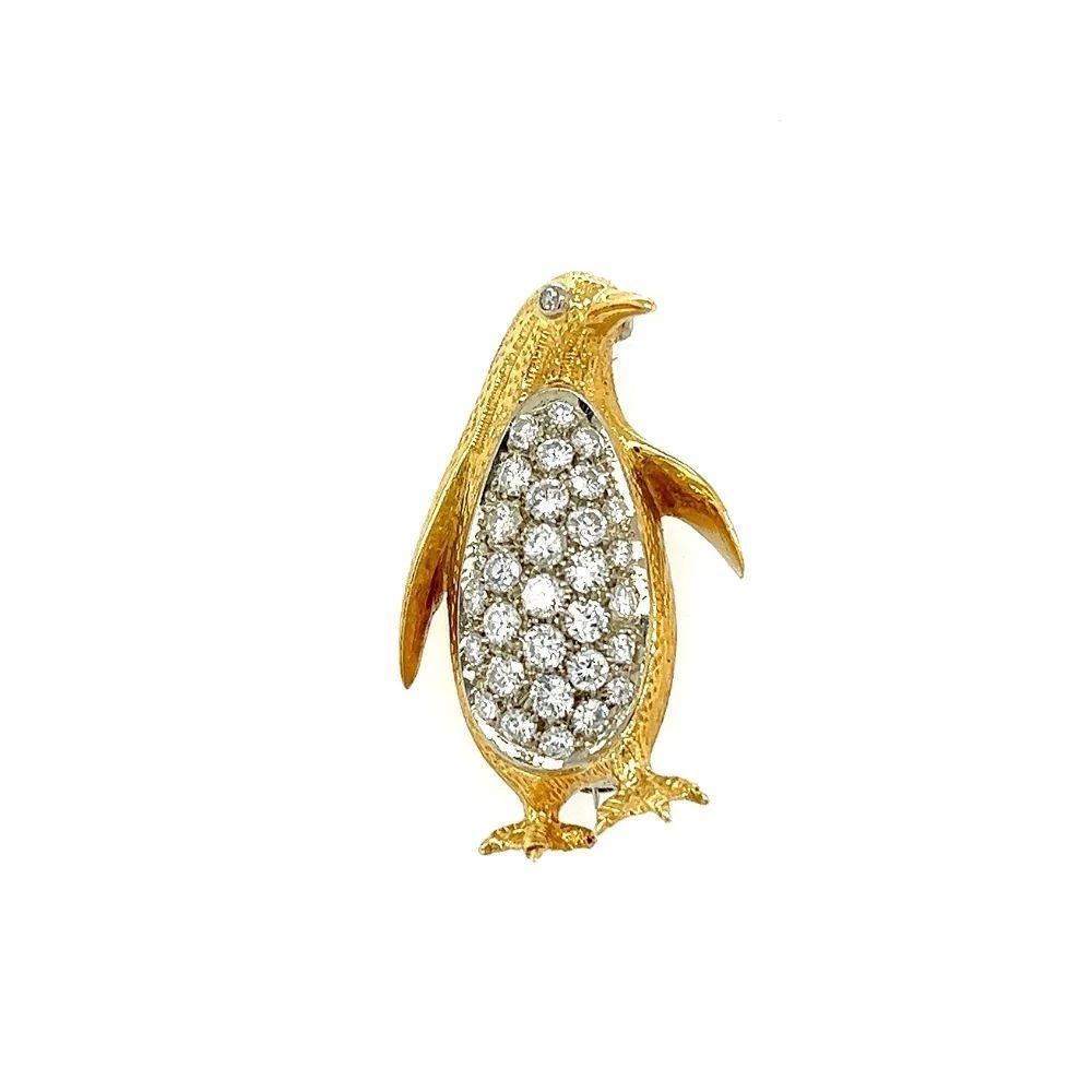Tiffany and Co. Diamond and Gold Penguin Vintage Brooch Pin Estate Fine ...