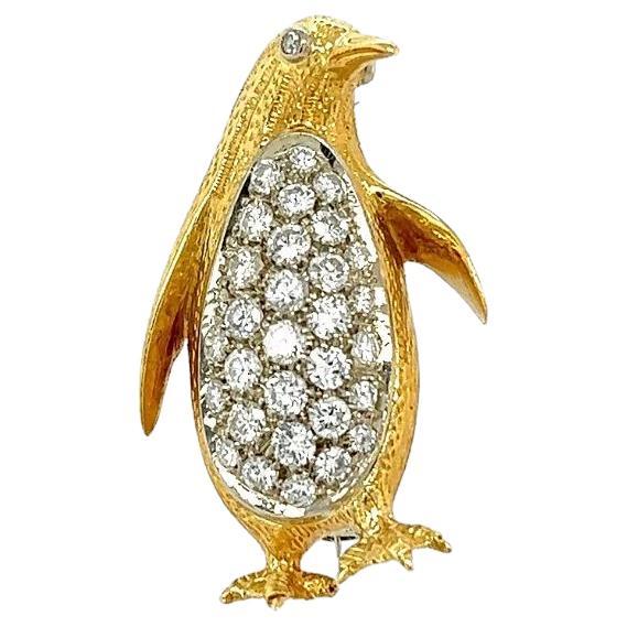 Tiffany and Co. Diamond and Gold Penguin Vintage Brooch Pin Estate Fine ...