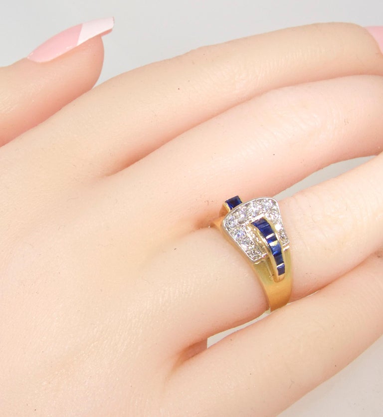 Tiffany and Co. Diamond and Sapphire Art Moderne Ring, circa 1950 For ...