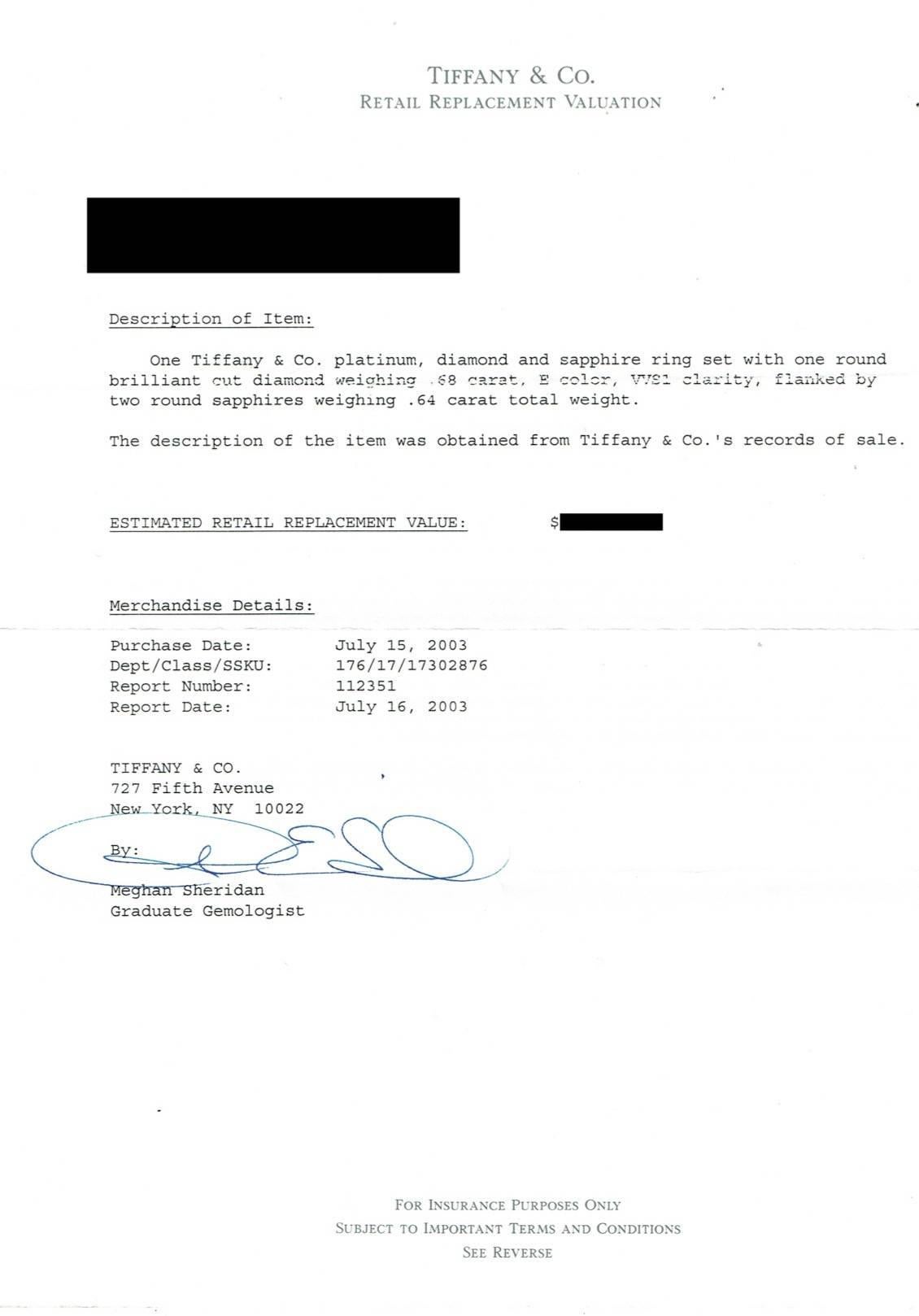 Tiffany and Co. Diamond and Sapphire Ring 1.32 Carat Three-Stone Set in ...