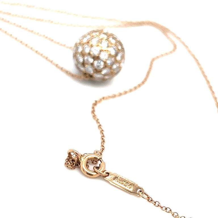 Tiffany and Co. Diamond Ball Pendant Necklace For Sale at 1stDibs