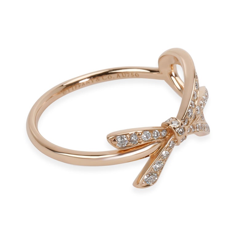 Tiffany and Co. Diamond Bow Ring in 18 Karat Rose Gold 0.32 Carat For ...
