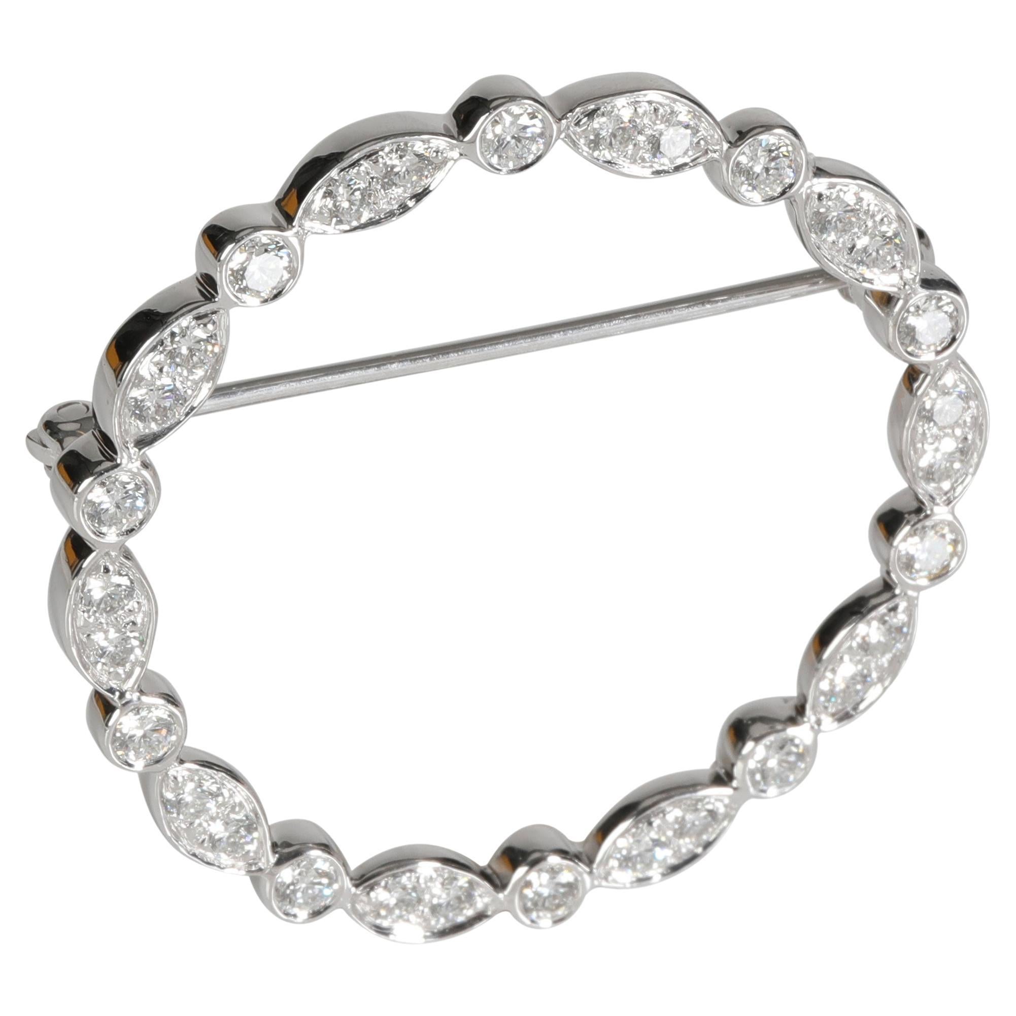 TIFFANY and CO. Onyx Diamond Platinum Circle Brooch at 1stDibs