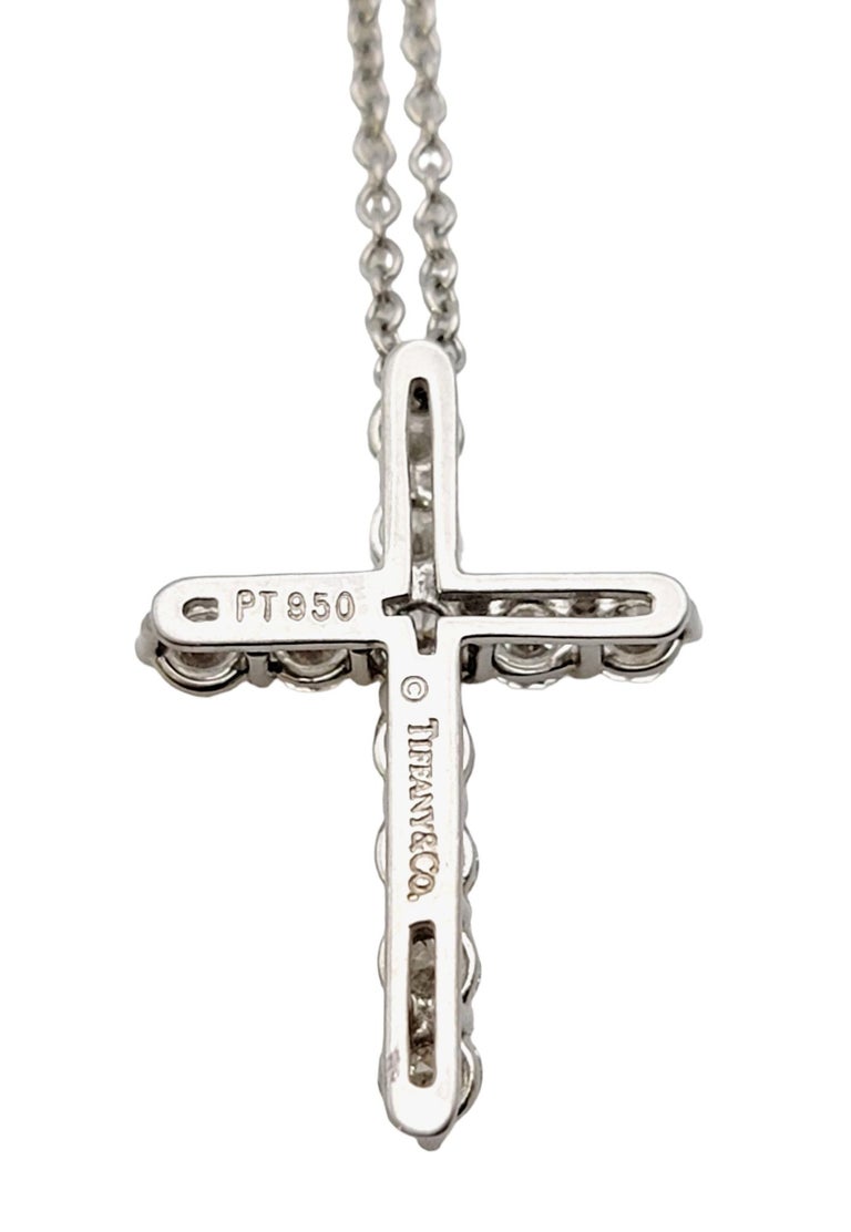 Tiffany and Co. Diamond Cross Pendant Necklace in Polished Platinum G-H ...