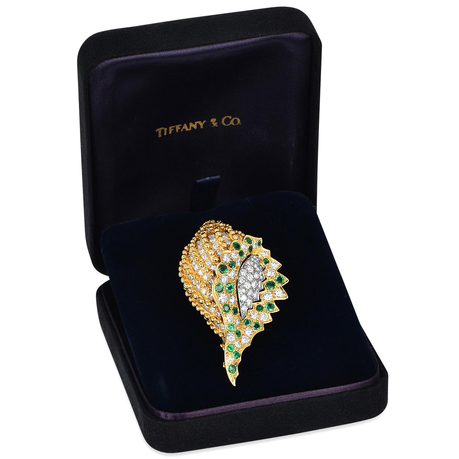Tiffany and Co. Diamond Emerald Sea Conch Shell Gold Brooch Pin For ...