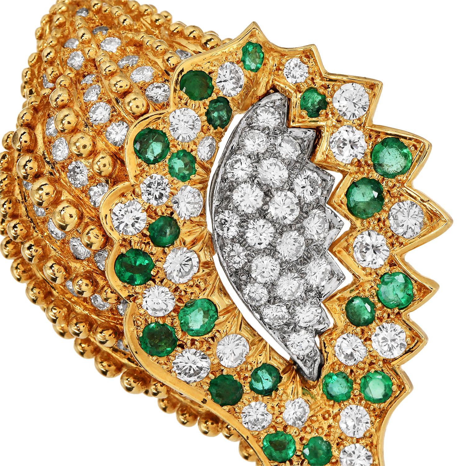 Tiffany and Co. Diamond Emerald Sea Conch Shell Gold Brooch Pin For ...