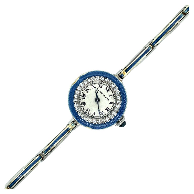 Tiffany and Co. Diamond Enamel Watch For Sale at 1stDibs