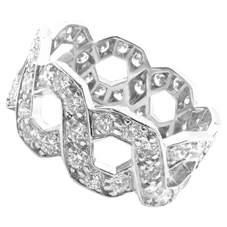 Tiffany and Co Diamond Eternal Wide Link Platinum Band Ring For Sale at ...