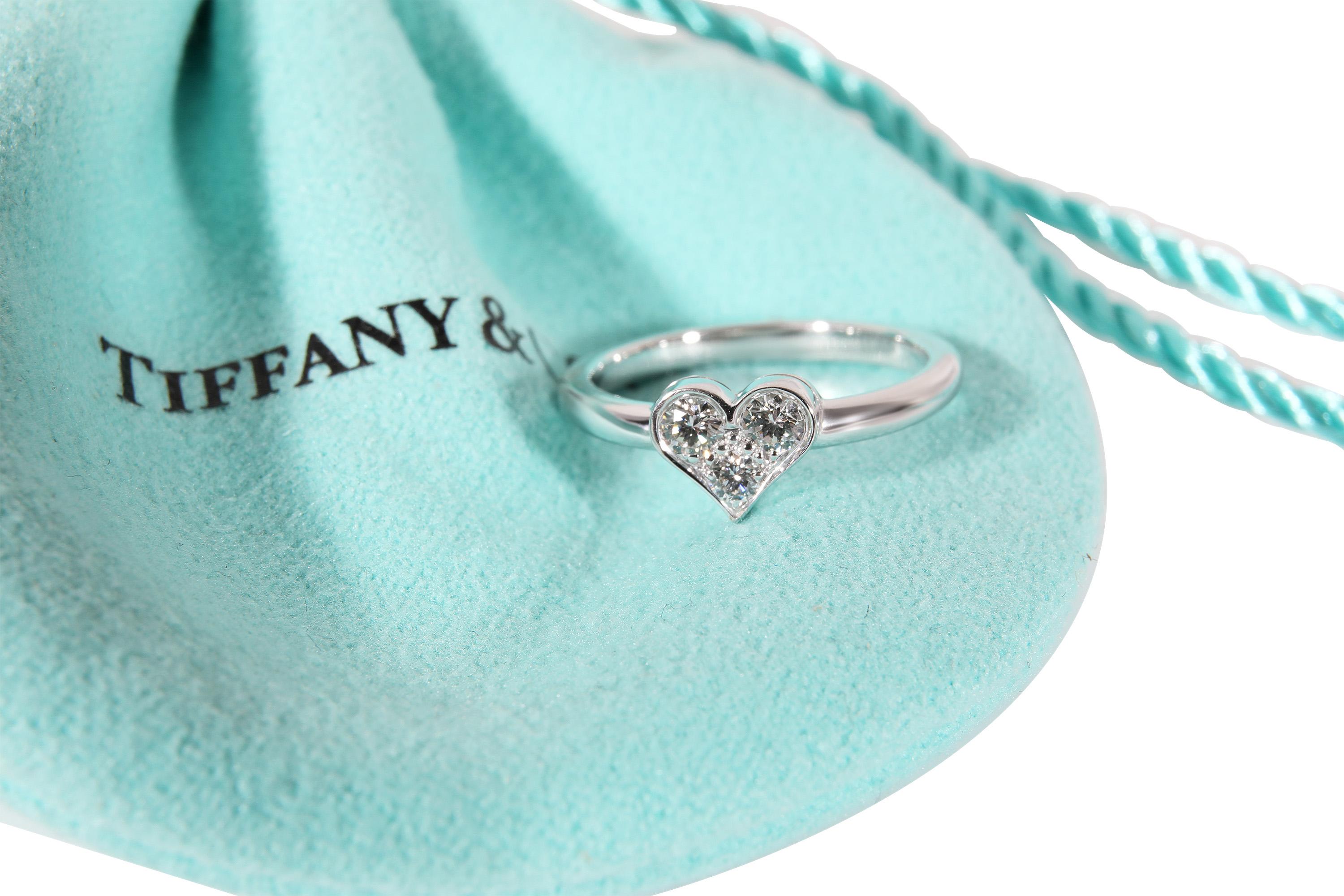 Tiffany and Co. Diamond Heart Ring in Platinum 0.17 CTW For Sale at ...