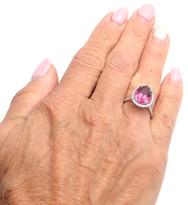 Tiffany and Co. Diamond Large Pink Tourmaline Platinum Ring at 1stDibs ...