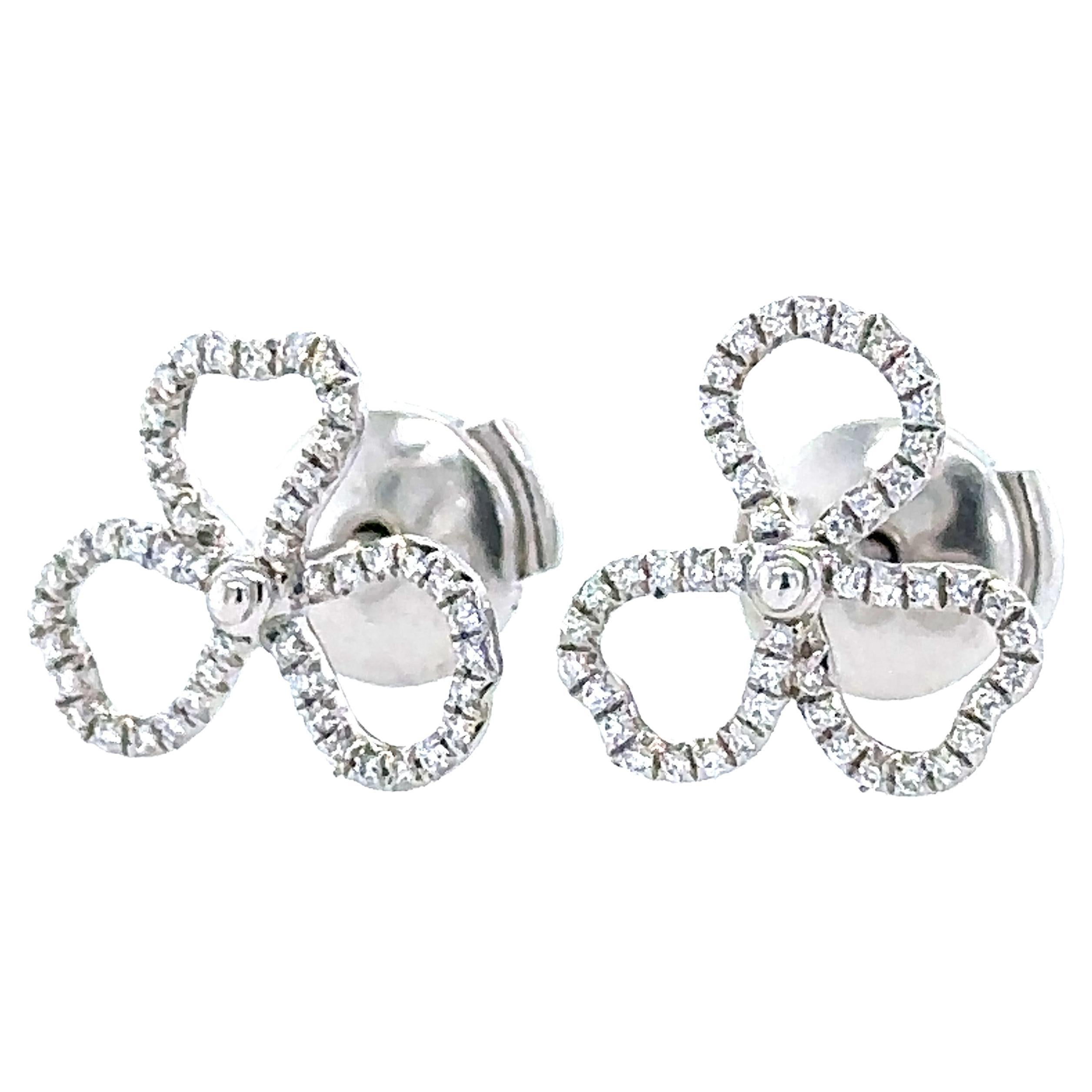 Tiffany and Co Diamond Paper Flower Open Flower Earrings 0.12ct at 1stDibs