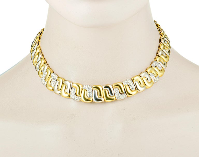 Tiffany and Co. Diamond Pave Yellow and White Gold Collar Necklace at ...