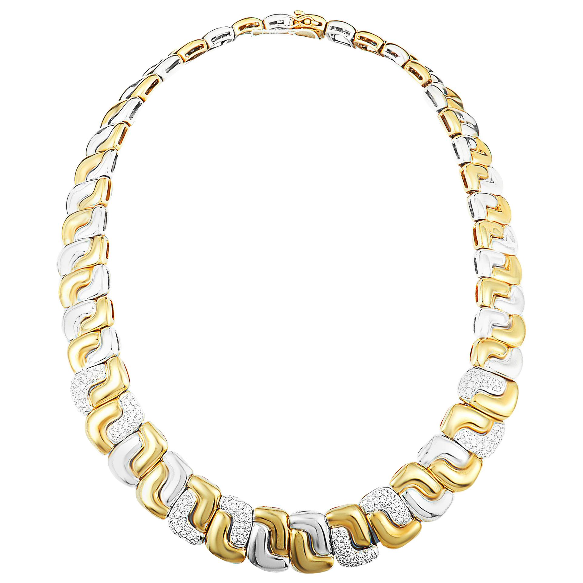 Tiffany and Co. Diamond Pave Yellow and White Gold Collar Necklace at ...