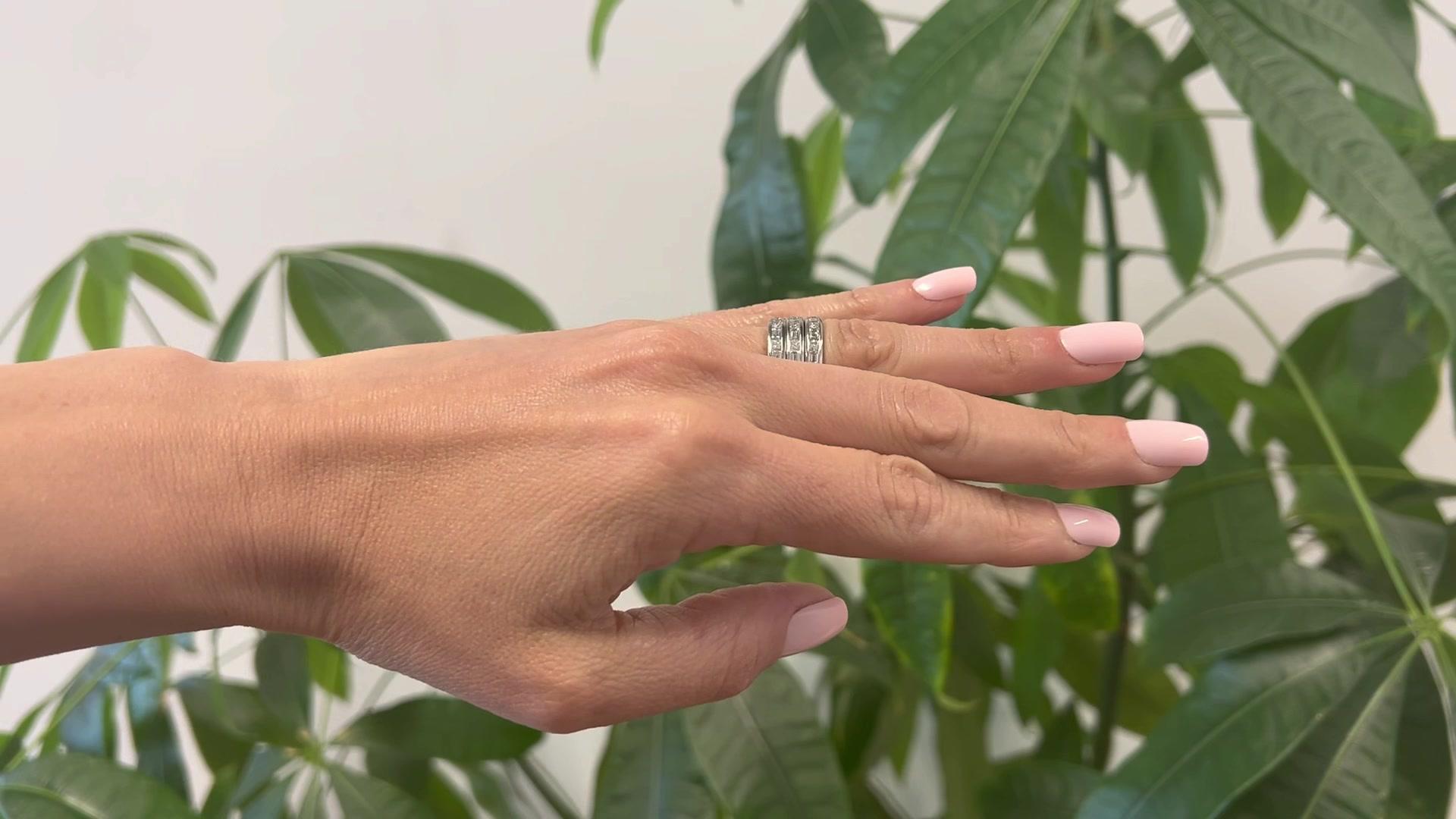 Tiffany and Co. Diamond Platinum Half Eternity Triple Stack Band Ring ...