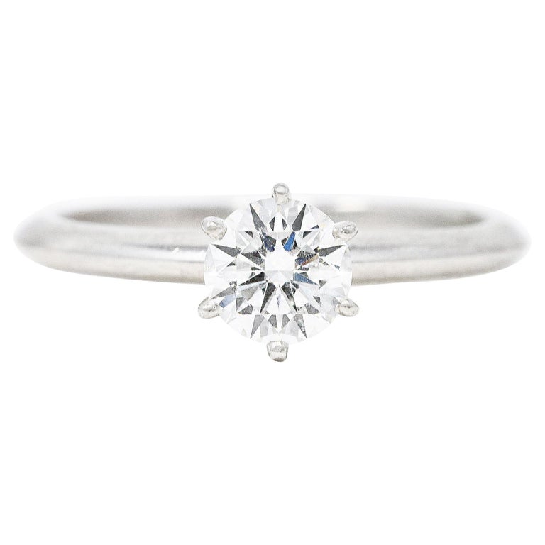 Tiffany and Co. Diamond Platinum Knife Edge Solitaire Engagement Ring ...