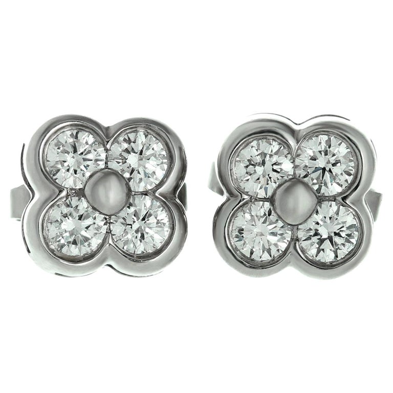 Tiffany and Co. Diamond Platinum Lace Flower Stud Earrings For Sale at ...