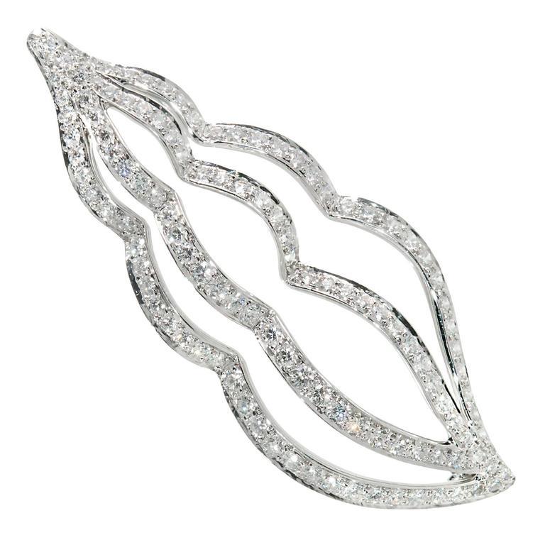Tiffany and Co. Diamond Platinum Sea Whelk Shell Brooch For Sale at 1stDibs