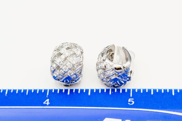 Tiffany and Co. Diamond Platinum Vannerie Huggies Earrings For Sale at ...