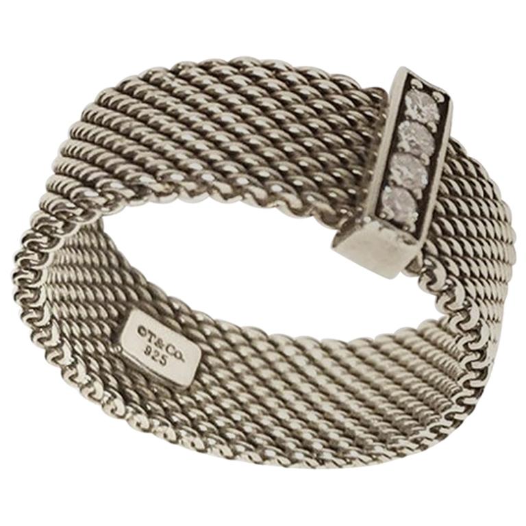 Tiffany Somerset Mesh Diamond Ring - 3 For Sale on 1stDibs