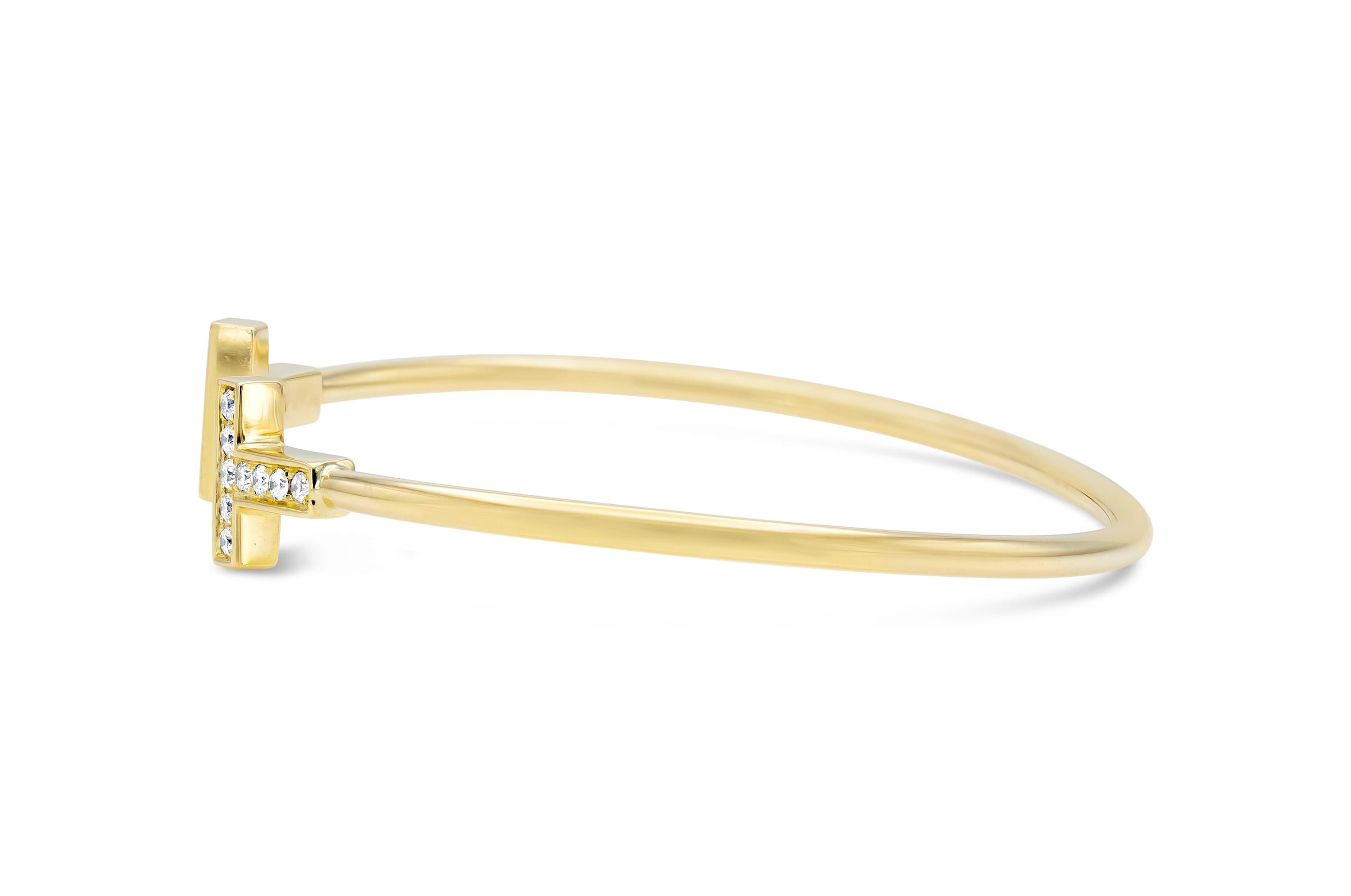 Tiffany and Co. Diamond T Bangle at 1stDibs | t bar bracelet tiffany ...