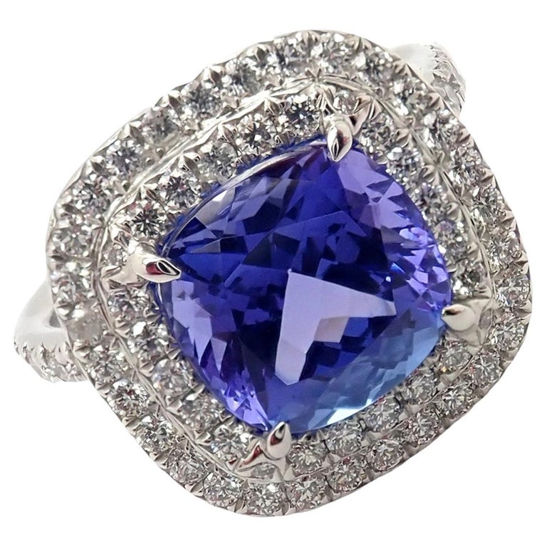 Tiffany and Co Diamond Tanzanite Platinum Soleste Ring For Sale at 1stDibs