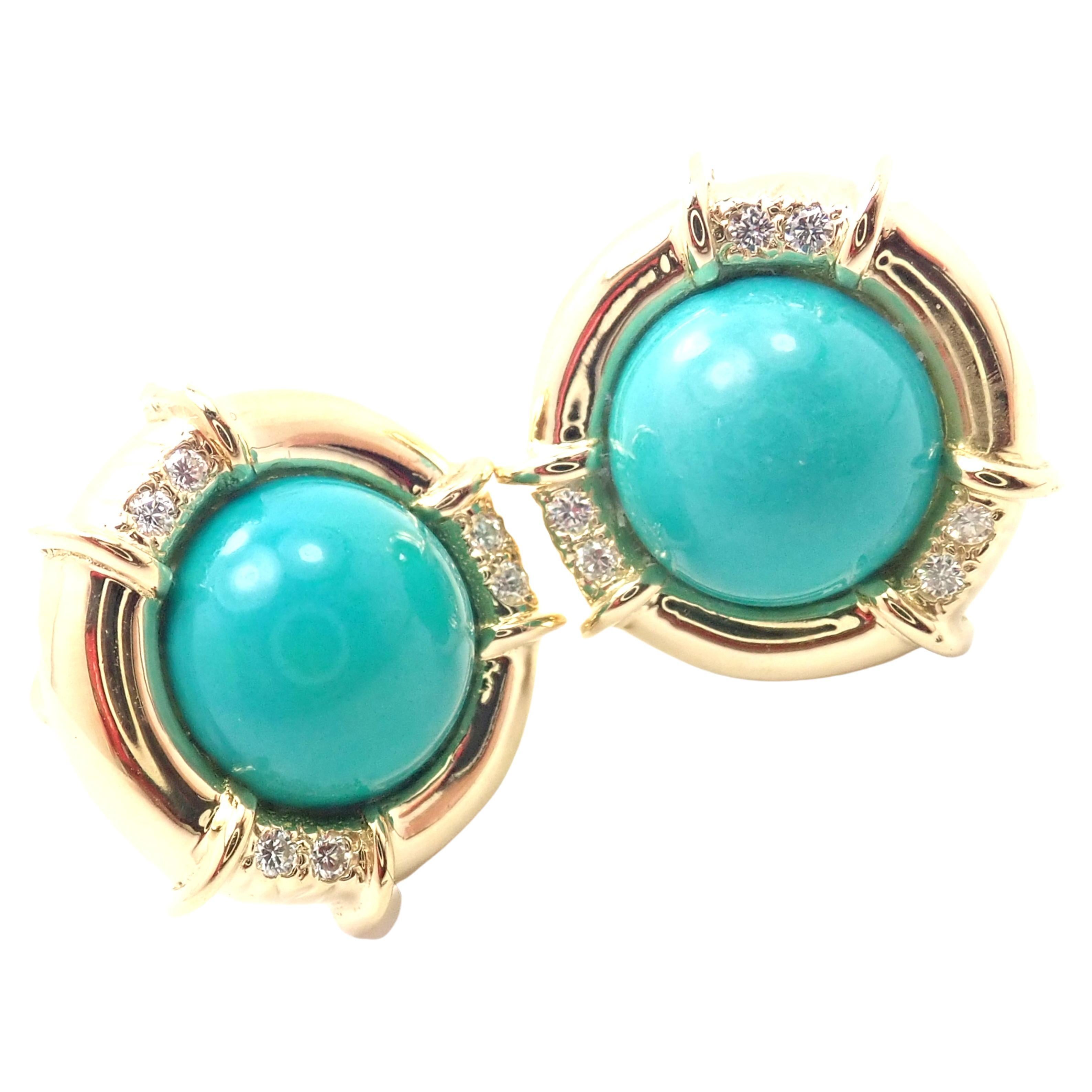 Tiffany and Co. Brazilian Paraiba tourmaline Diamond Gold Earrings at ...